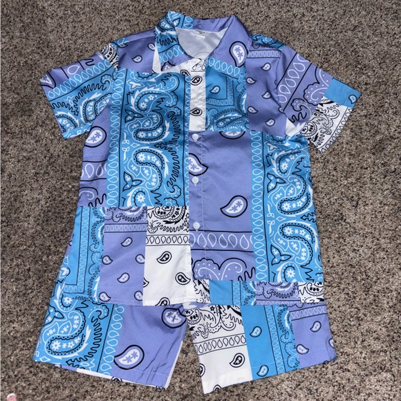SHEIN | Matching Sets | Shein Boys Purple And Blue Boho Paisley Print ...